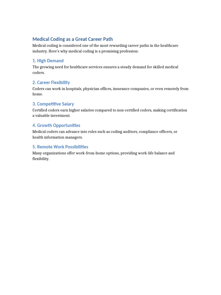 Medical Coding As A Career Path | PDF