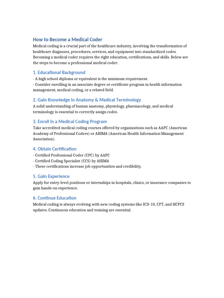 How to Become a Medical Coder | PDF