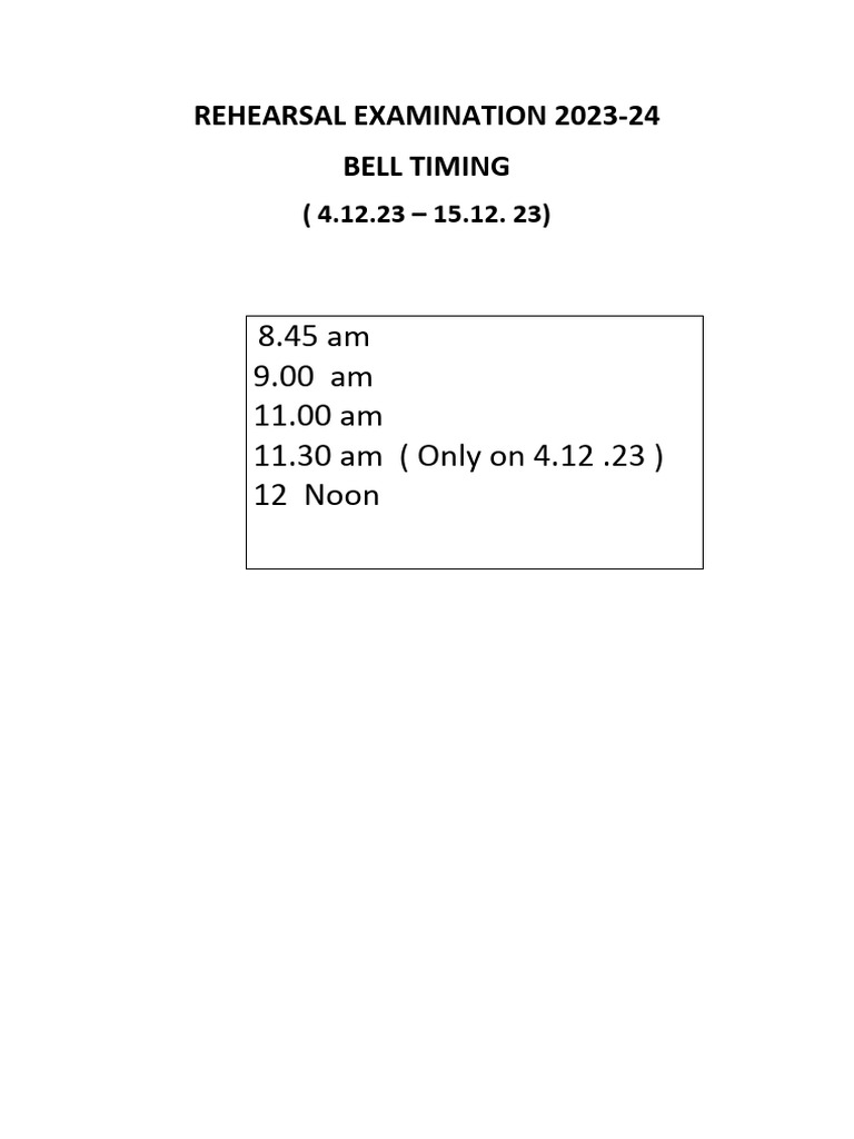 Bell Timing | PDF