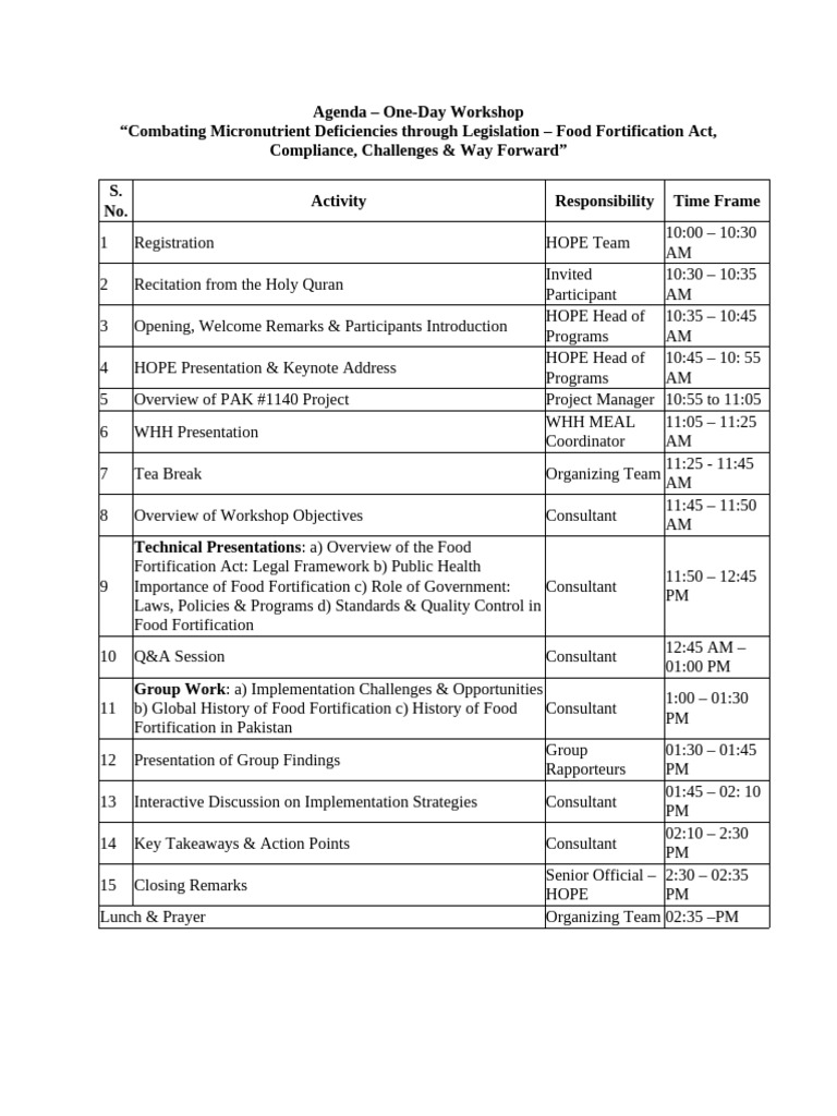 Agenda Hope | PDF