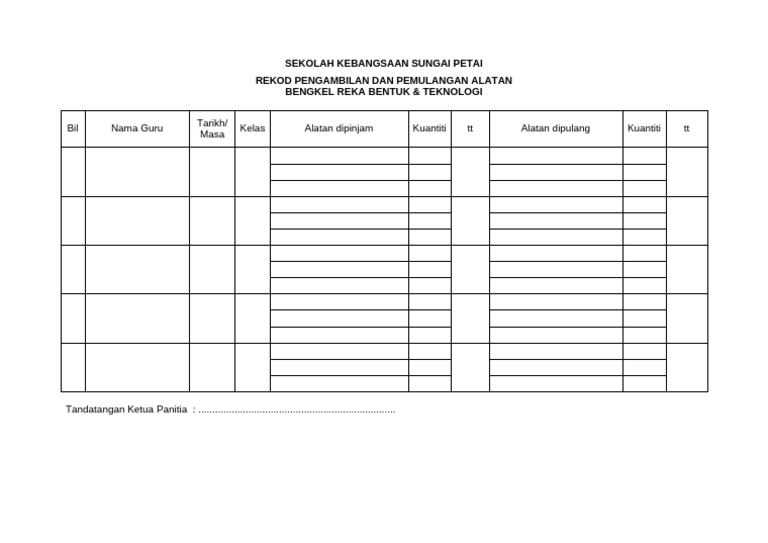 Rekod Pengambilan Dan Pemulangan Alatan RBT | PDF