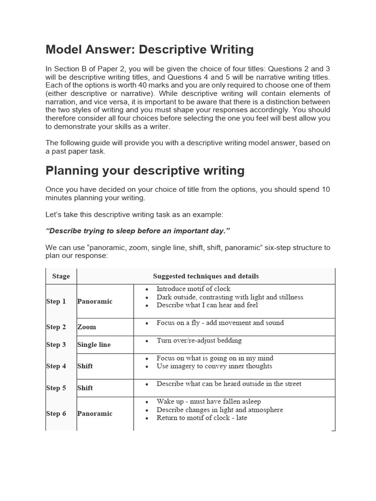 IGCSE Descriptive Writing Guide | PDF
