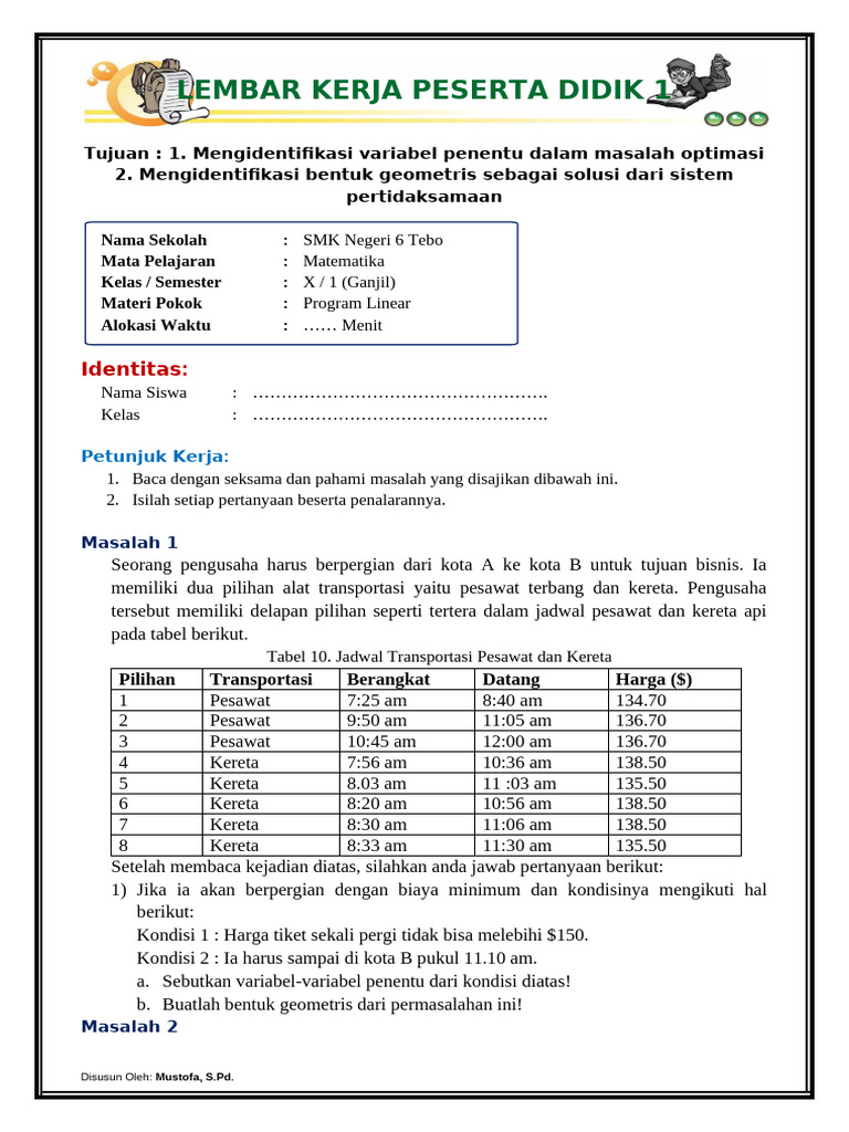 Lkpd.1-Konsep Program Linear | PDF
