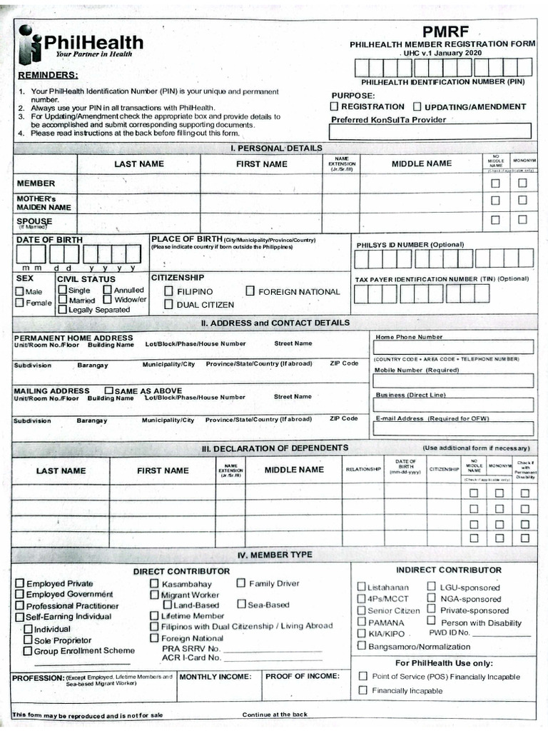 Philhealth PMRF | PDF