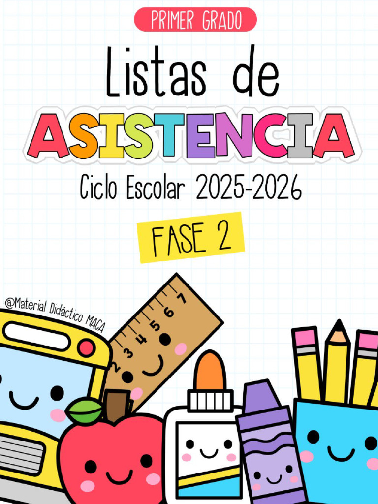 Lista de Asistencia 2025-2026 Editable | PDF