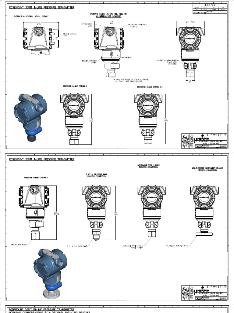 Rosemount 3051T Drawing Specifications | PDF