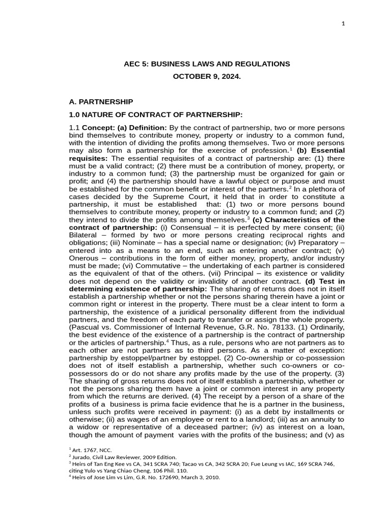 Ho 1 Aec 5 | PDF | Partnership | Limited Partnership