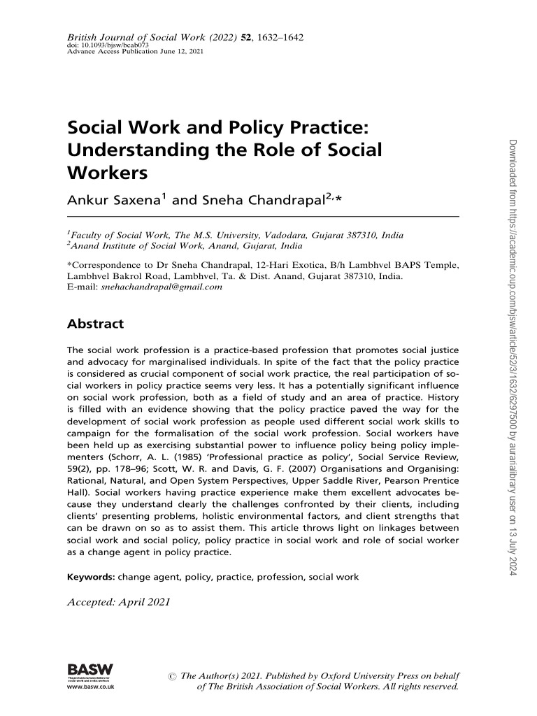Social Work and Policy Practice - Understanding The Role of Social Workers | PDF | Social Work ...