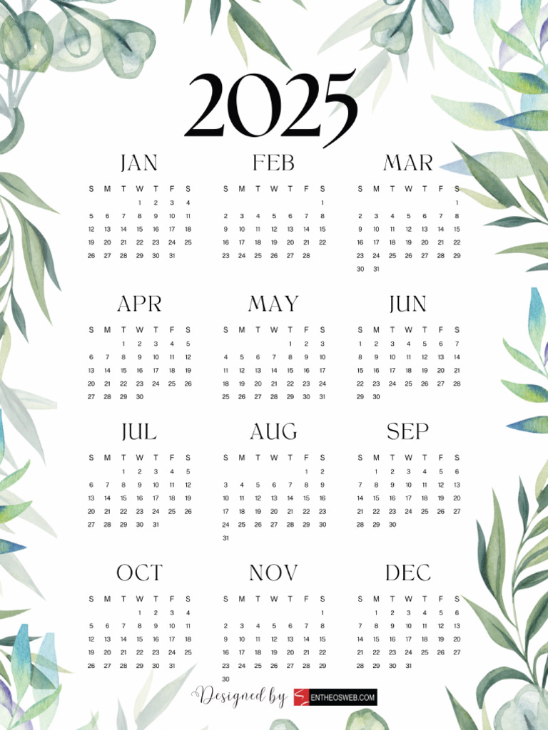 2025 Calendar Leaf Frame by Entheosweb 1 | PDF