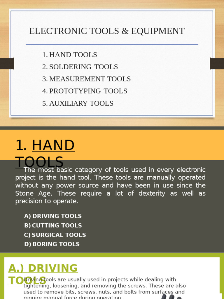 Essential Electronic Tools Guide | PDF | Screw | Soldering