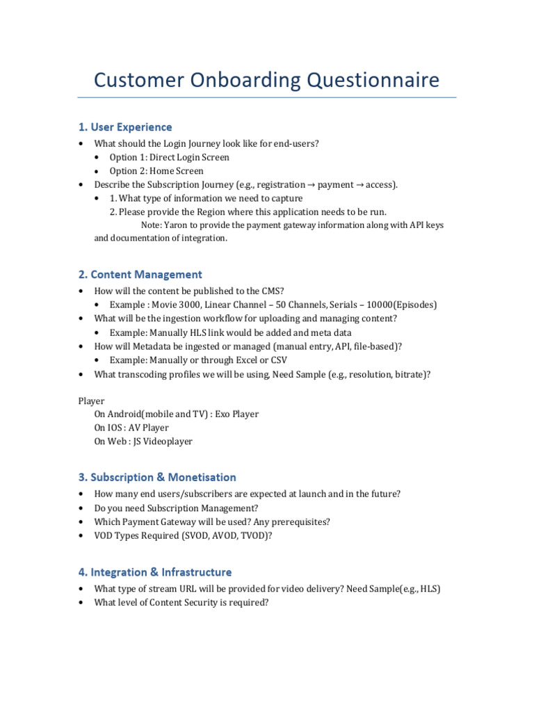 CMS OTT Onboarding Questionnaire | PDF