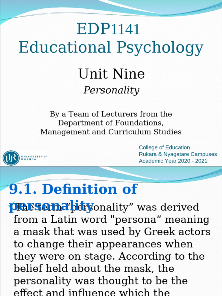 Edp1141 PPT Unit 9 Personality | PDF | Psychoanalysis | Humanistic ...