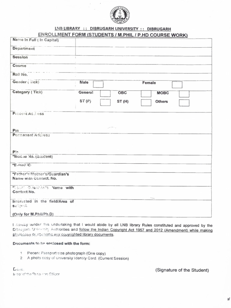 LNB Library Form | PDF