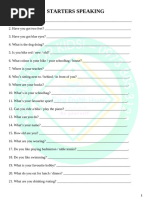 Starters Speaking Questions | PDF | Meal | Foods