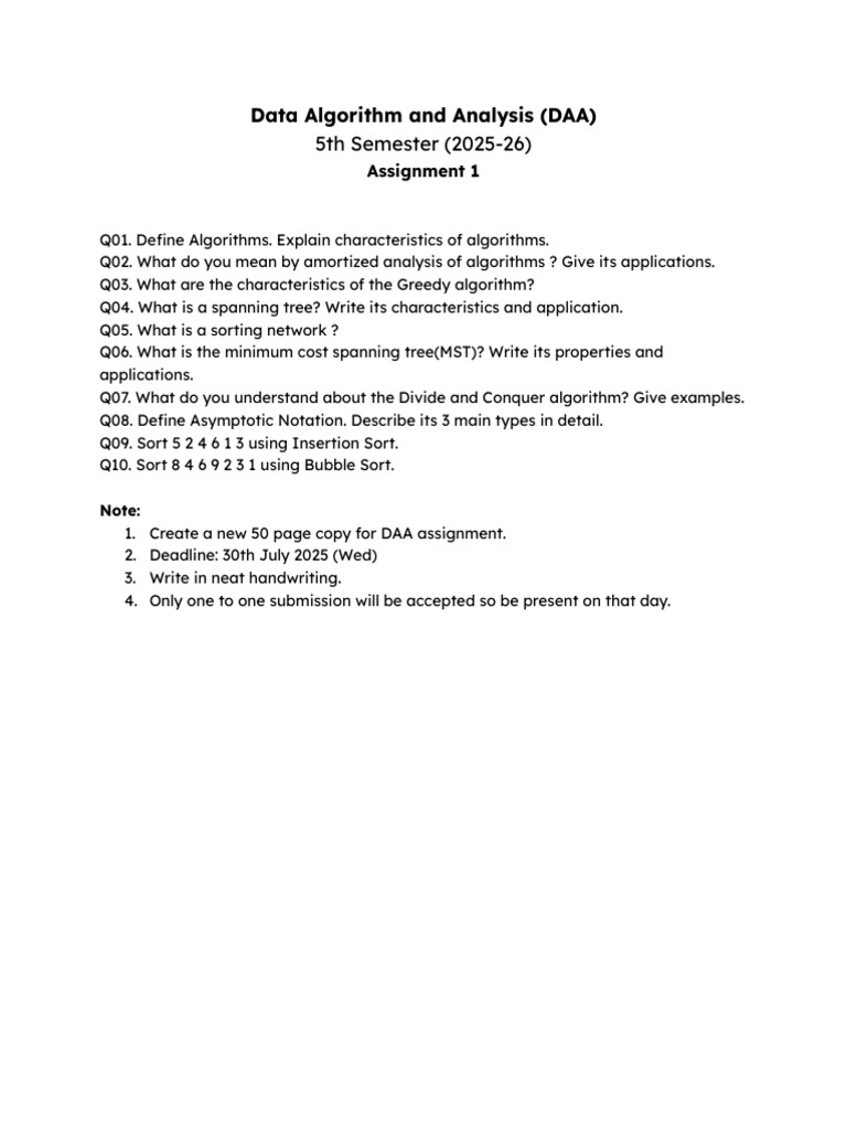DAA Assignment 1 | PDF