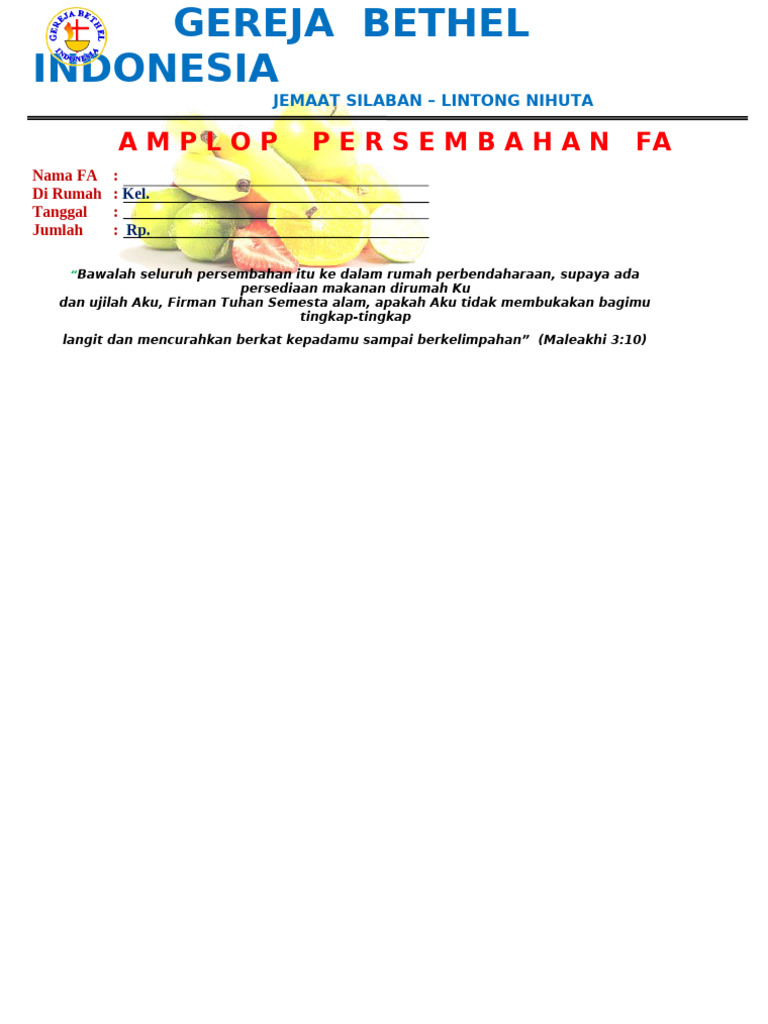 Amplop Persembahan FA | PDF