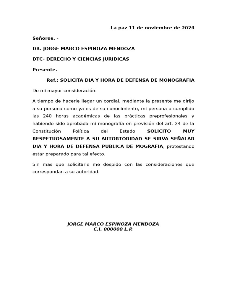 Modelo Solicitud Dia y Hora | PDF
