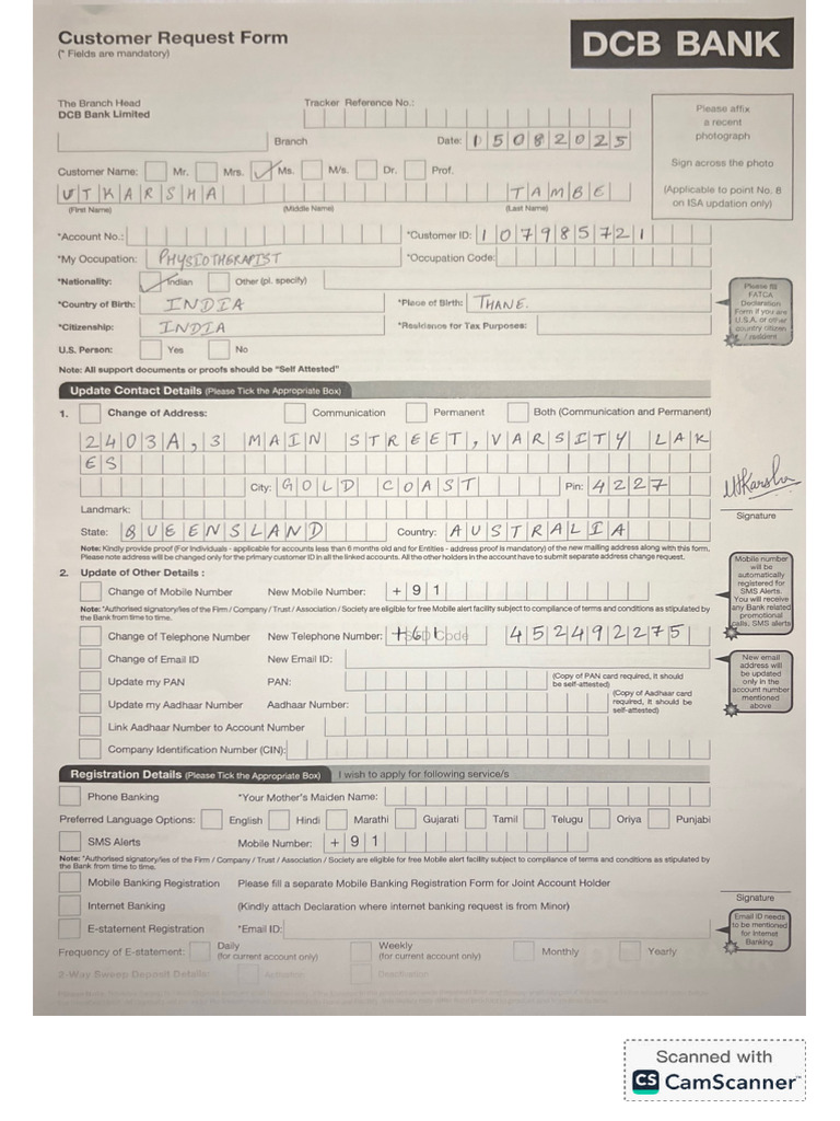 DCB Form | PDF