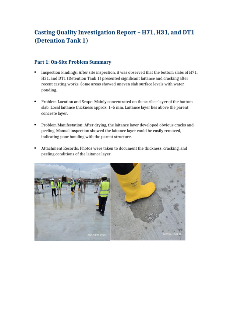 Casting Quality Issues and Solutions Report | PDF | Concrete