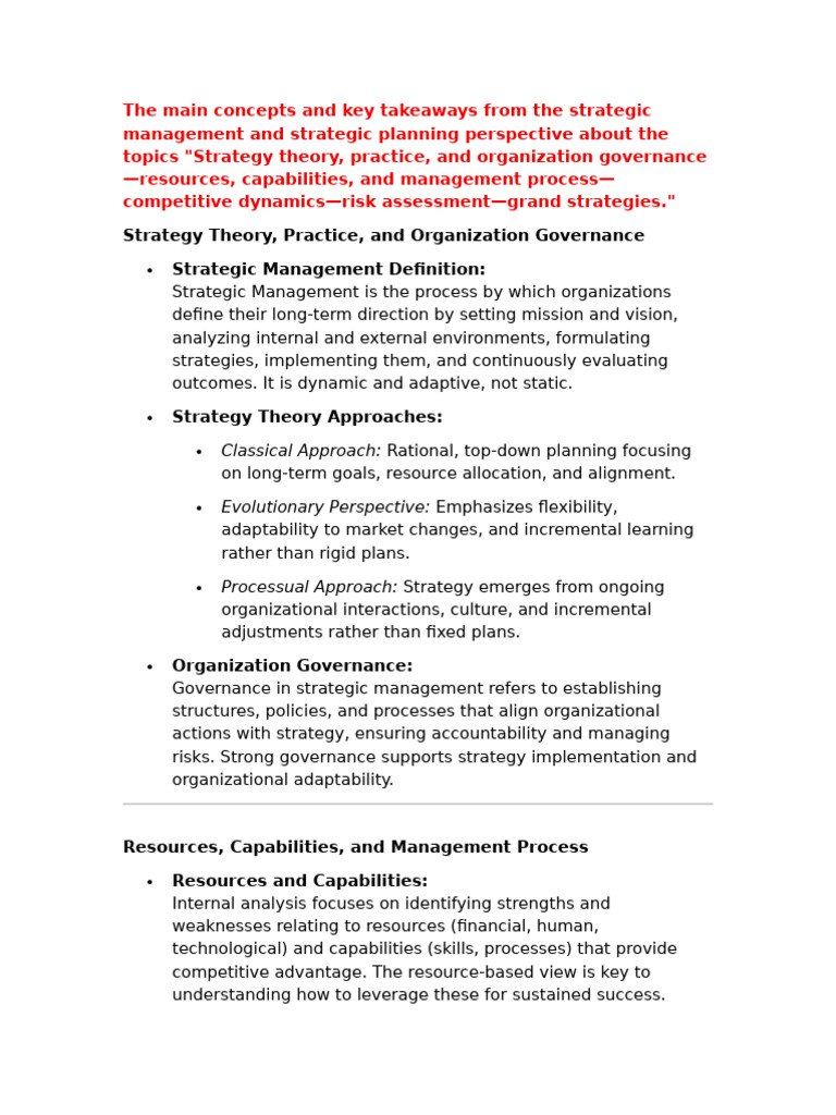 Strategic Management | PDF | Strategic Management | Risk