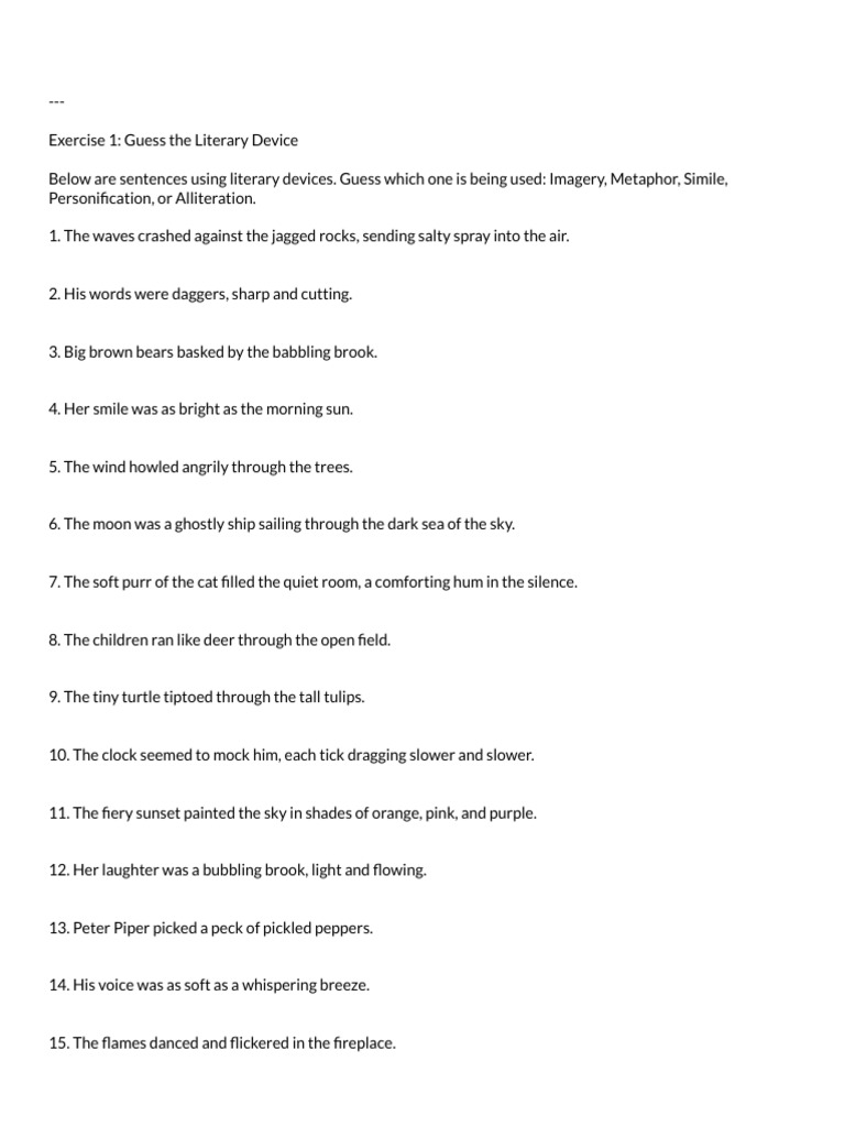 Literary Devices For Class 8 | PDF