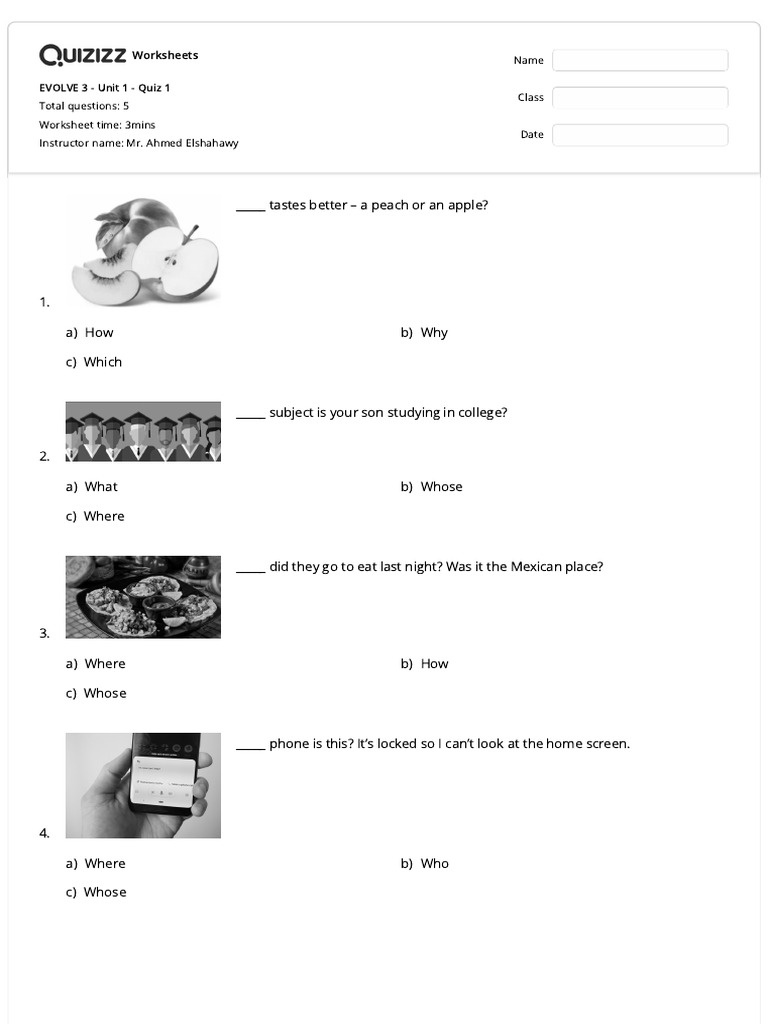 EVOLVE 3 - Unit 1 - Quiz 1 - Quizizz | PDF