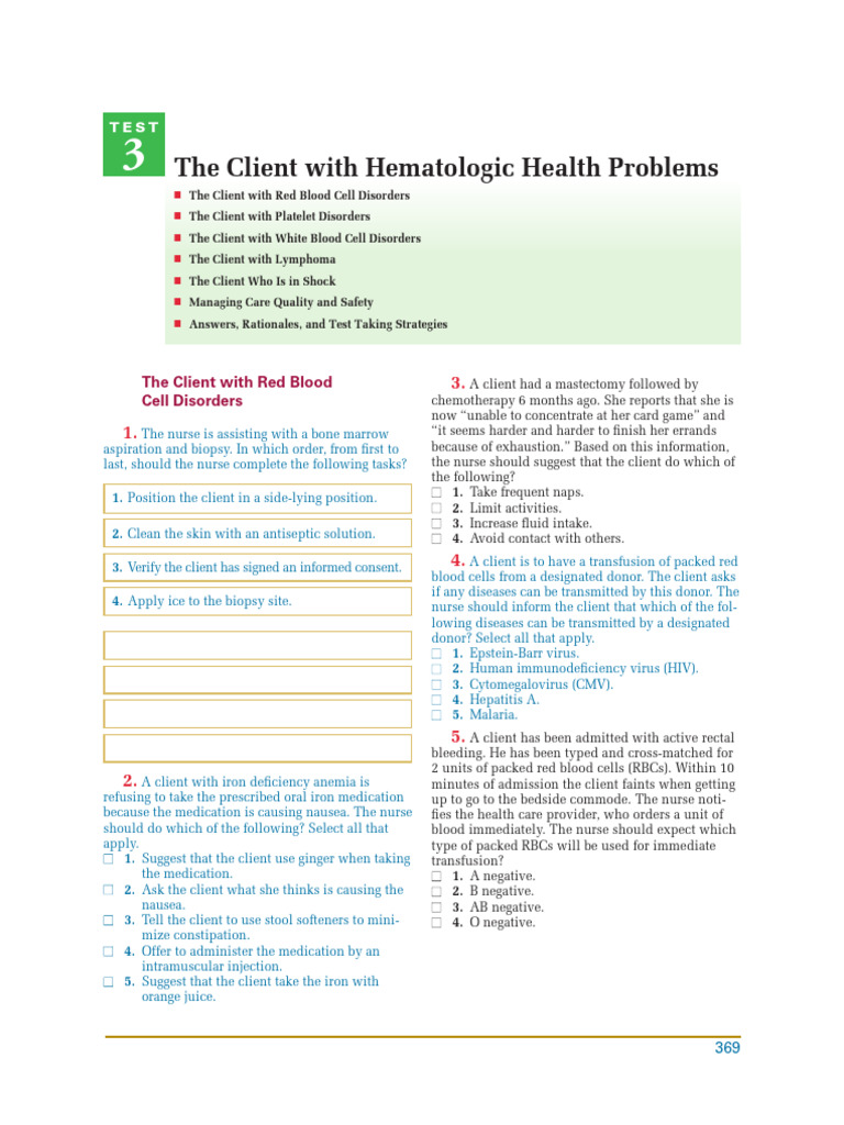 Hematologic QnA | PDF | Anemia | Blood