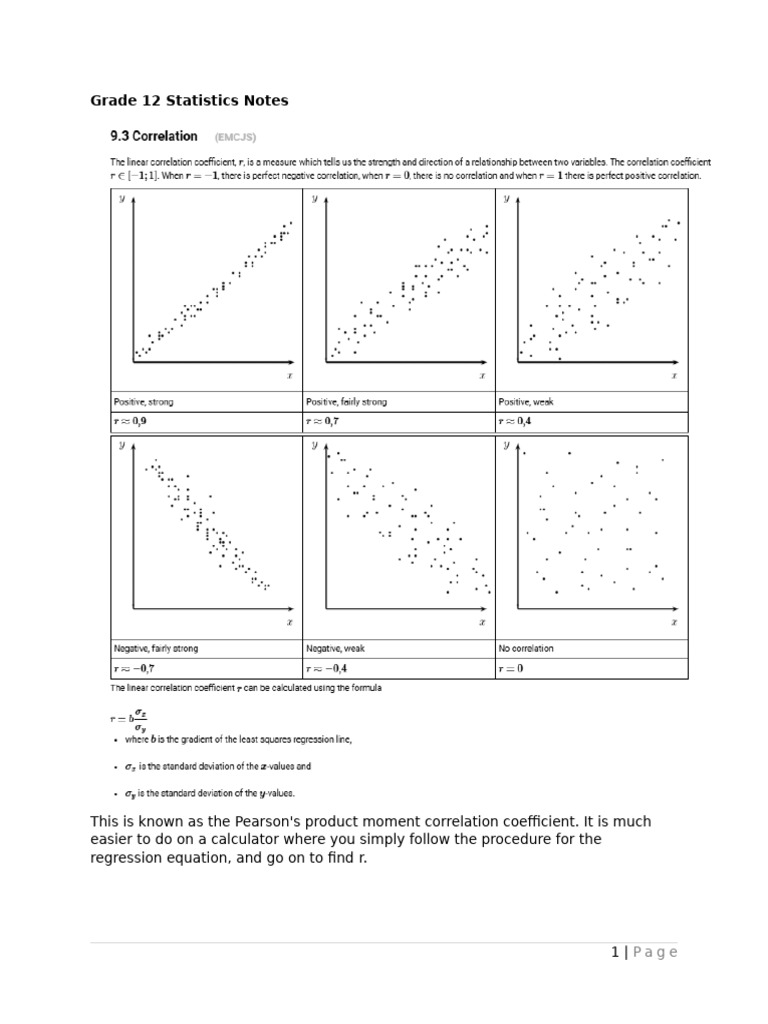 Grade 12 Statistics Notes | PDF