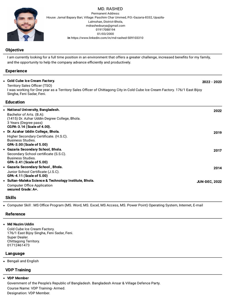 Resume 24 04 2025 01 29 43 Am | PDF | Bangladesh | Secondary Education