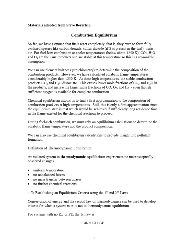 2 Combustion Equilibrium | PDF | Combustion | Chemical Reactions