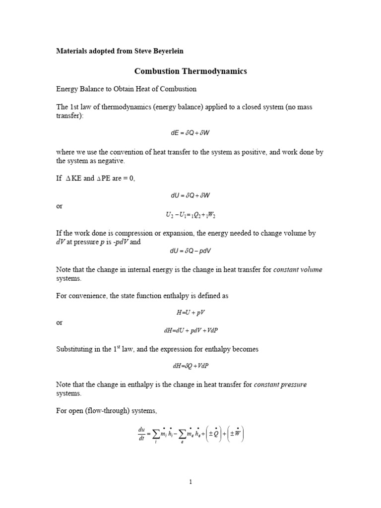 4 Combustion Thermodynamic | PDF | Enthalpy | Combustion