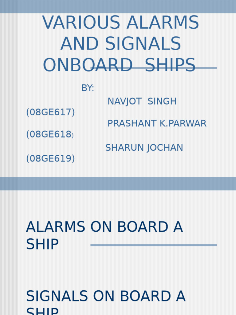 Various Alarms and Signals On Board Ships (617,618,619) | PDF ...