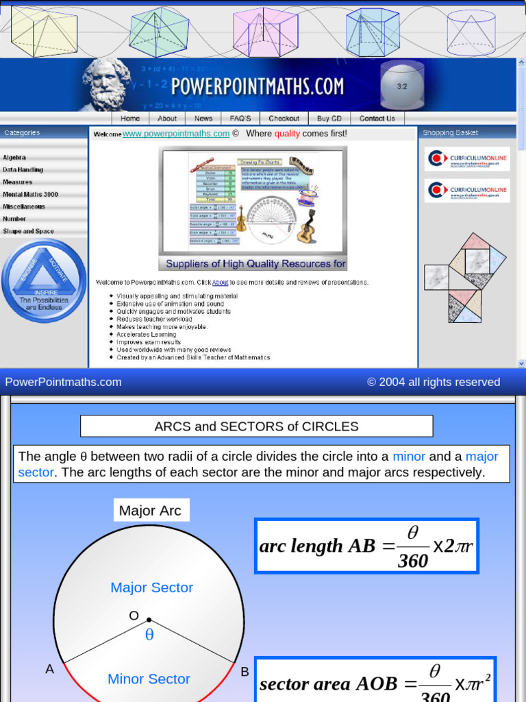 Mensuration 95 (Arcs and Sectors) | PDF | Area | Pi