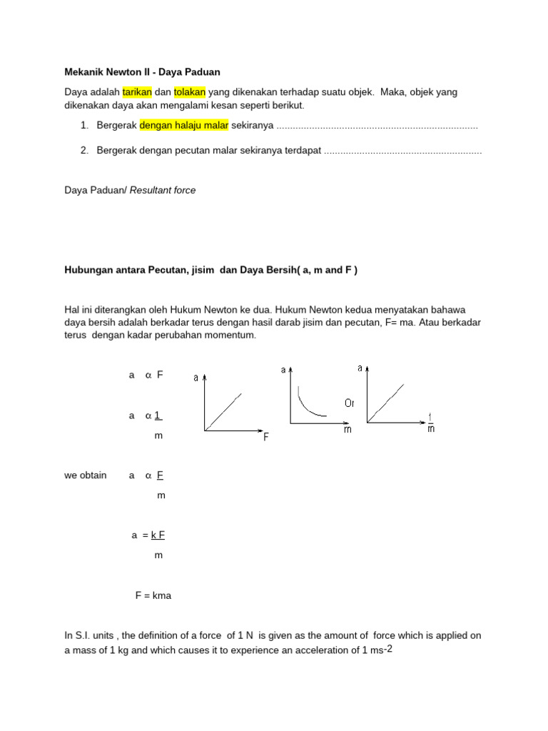 Mekanik Newton II Resultant force | PDF | Force | Physical Phenomena