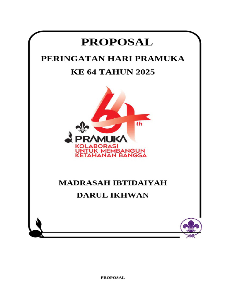 Proposal Peringatan HUT Pramuka 64 MI Darul Ikhwan | PDF