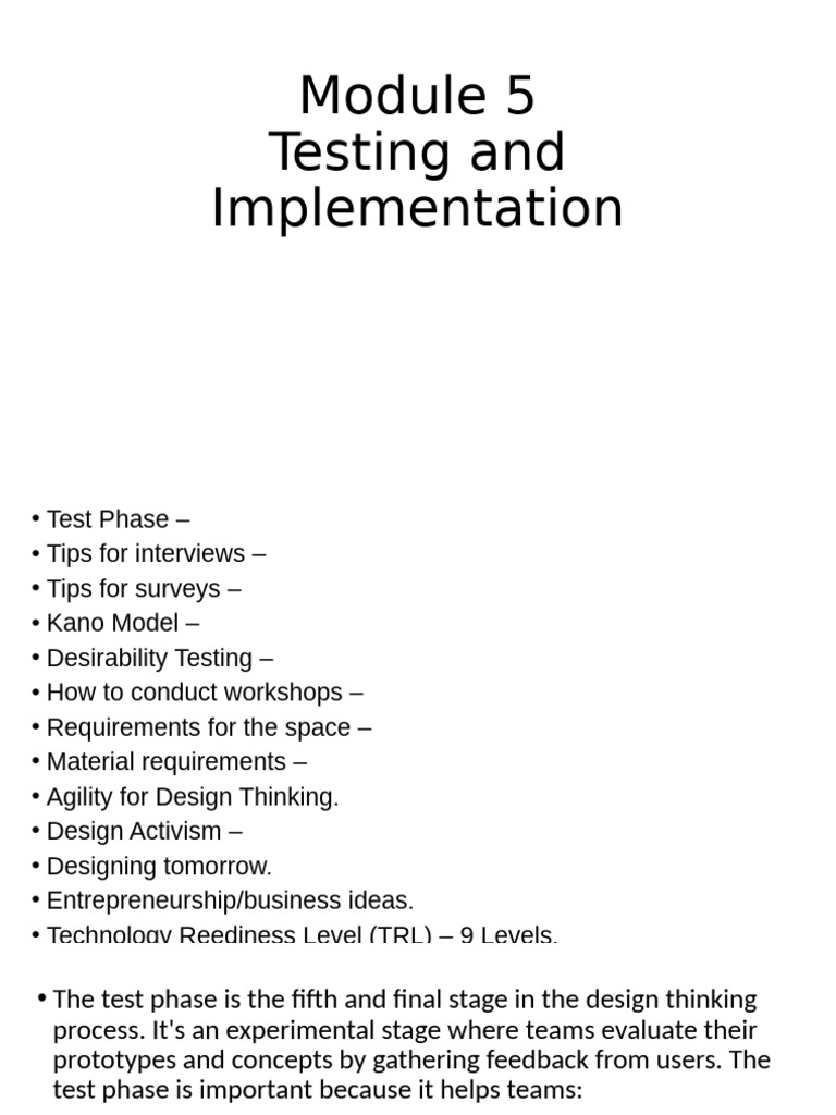 Design Thinking: Testing & Implementation Guide | PDF