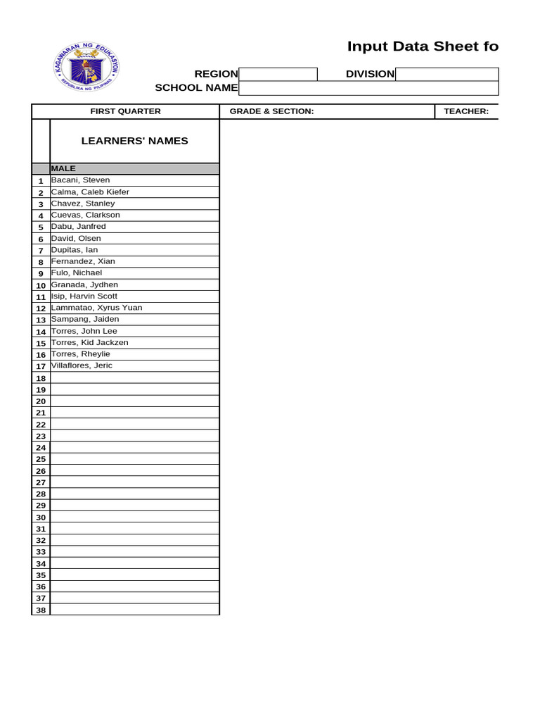 Class Record Grade-2 1st-Quarter Matatag | PDF