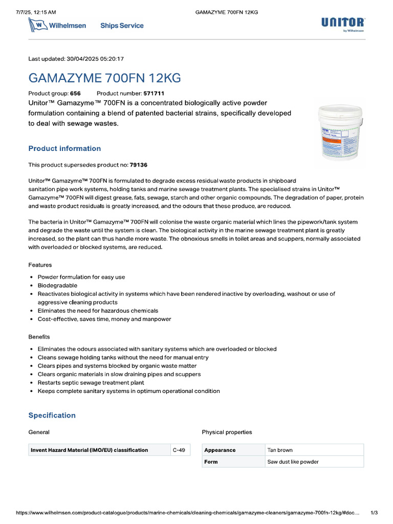 Gamazyme 700FN 12 KG | PDF