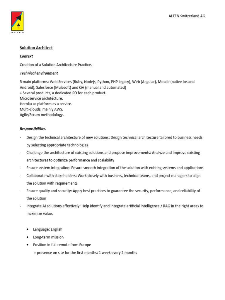 ALTEN Solution Architect | PDF