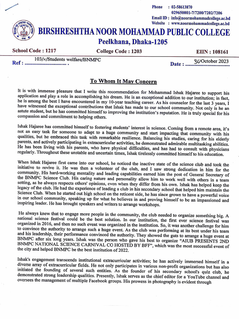 Counselor Recommendation for Mohammad Ishak Hajaree (2) | PDF