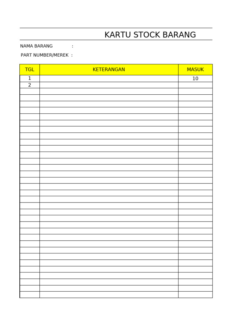 Kartu Stock Barang | PDF