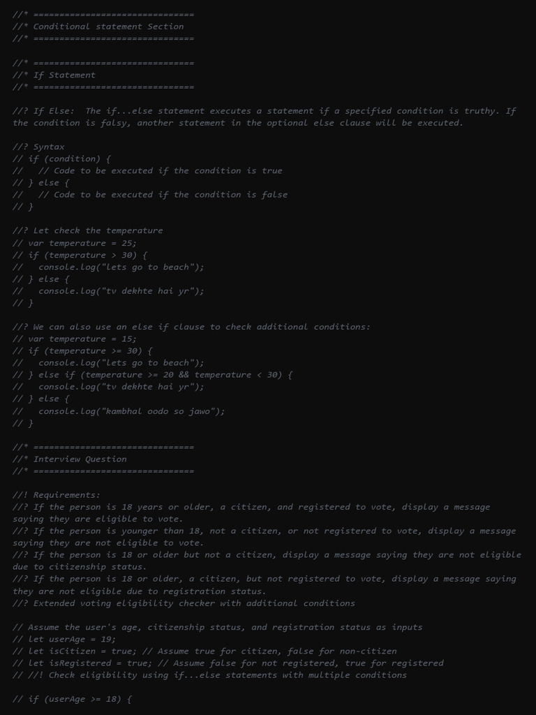 Conditional Statement Section | PDF | Control Flow | Software Engineering