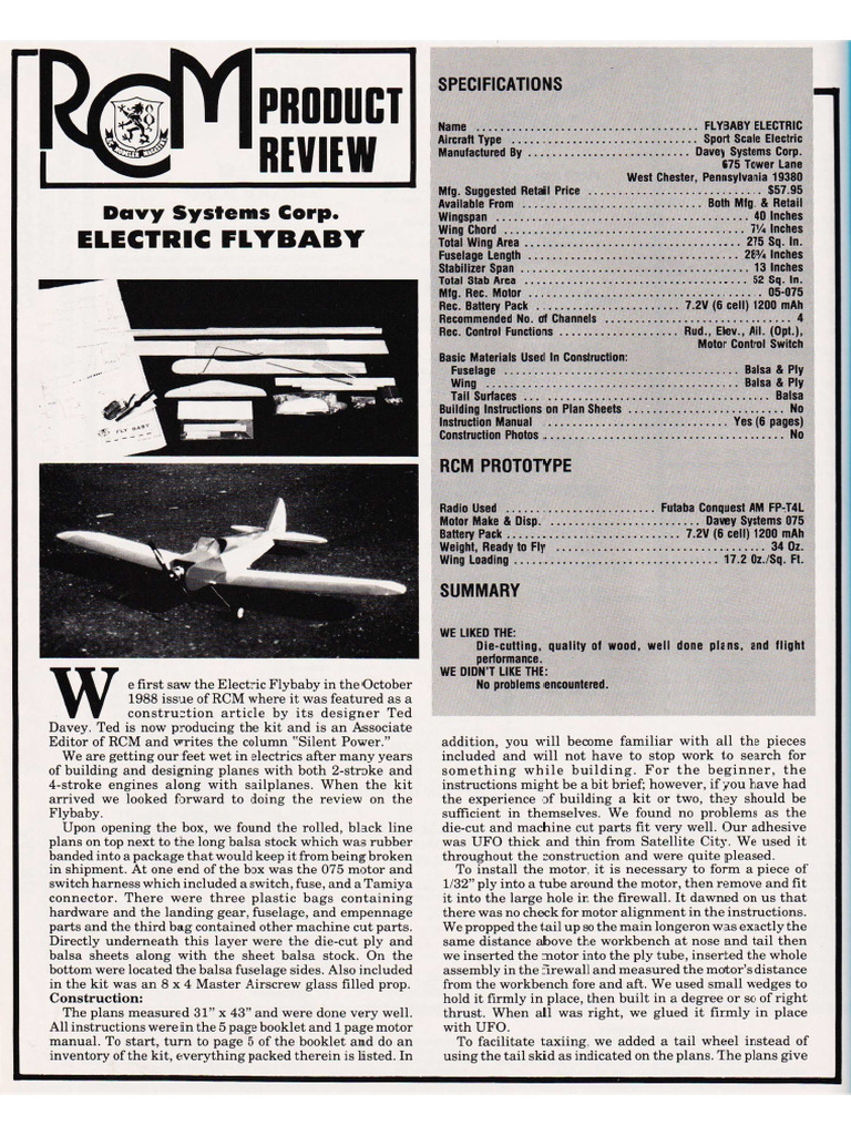 Fly Baby-RCM-1028 Oz7298 Review RCM | PDF