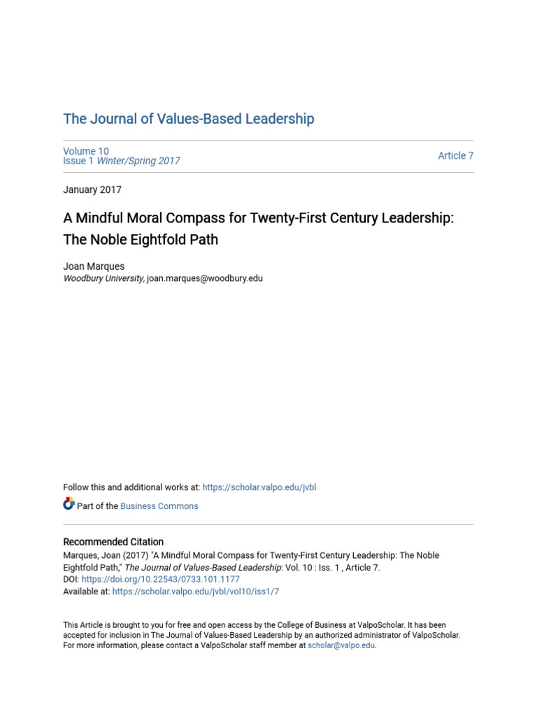 A Mindful Moral Compass For Twenty-First Century Leadership - The | PDF ...