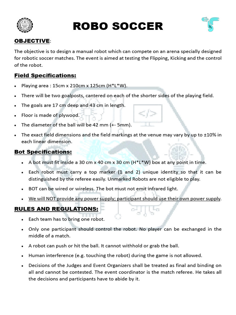 Robo Soccer Competition Rules & Specs | PDF | Association Football | Sports