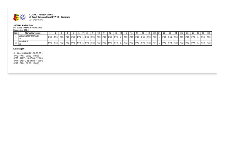Schedule Shift TNS | PDF