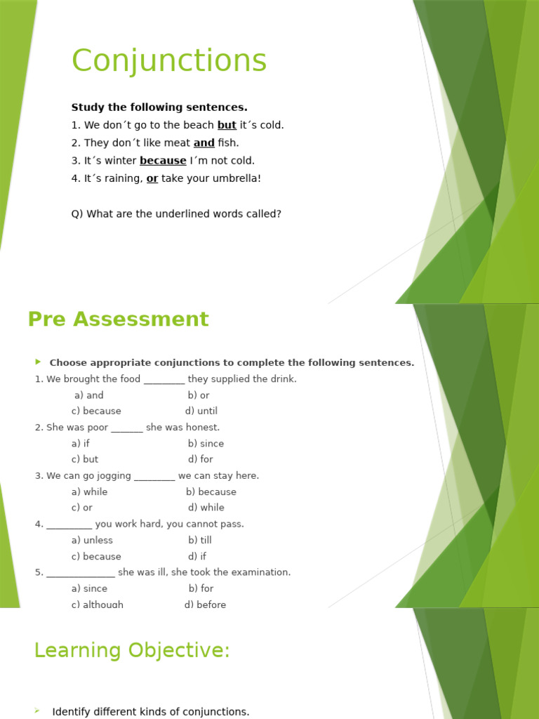 Grade 7 Conjunction Activities | PDF