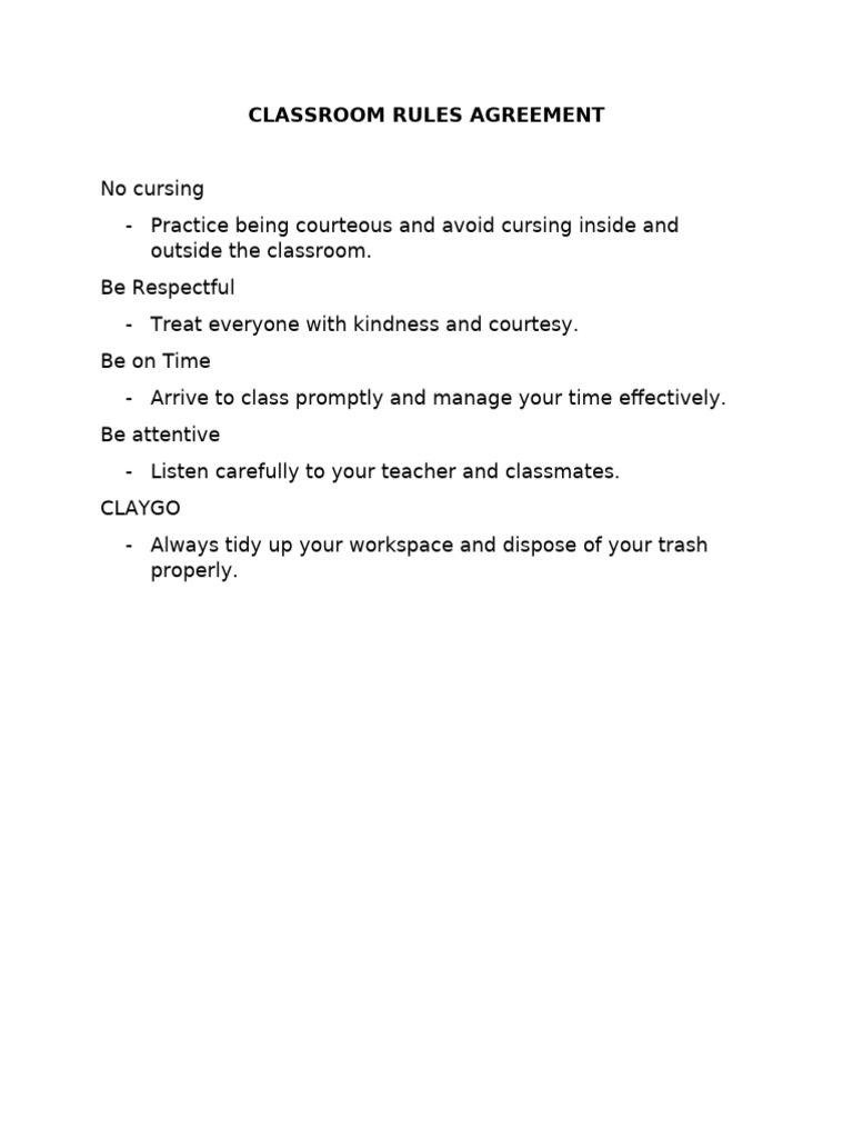 Classroom Rules for Elementary Students | PDF