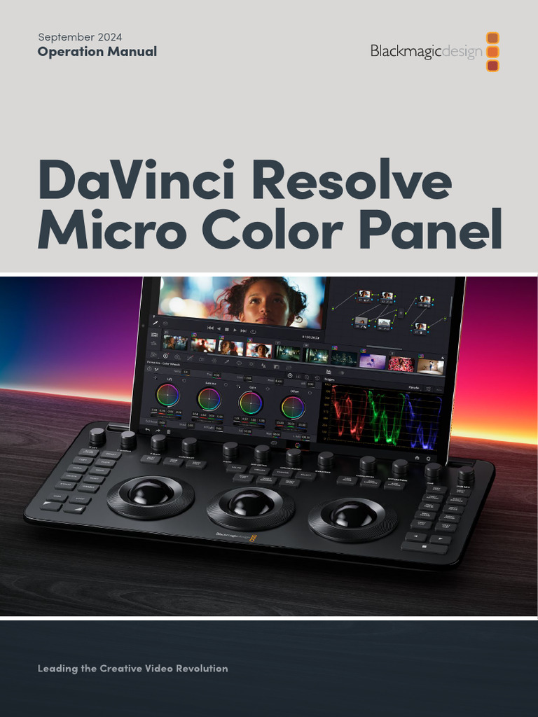 DaVinci Resolve Micro Color Panel Guide | PDF | Bluetooth | Rgb Color Model