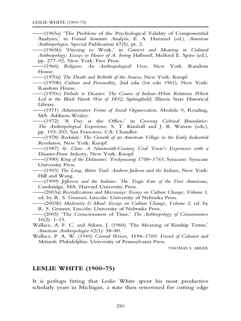 Leslie White: Energy and Culture Evolution | PDF | Franz Boas ...